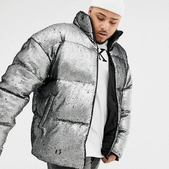 ASOS | Jackets & Coats | Asos Design Oversized Unisex Metallic Sequin ...
